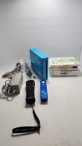 Nintendo Wii RVL-101 Blue Console Game System Bundle Games Cables ...