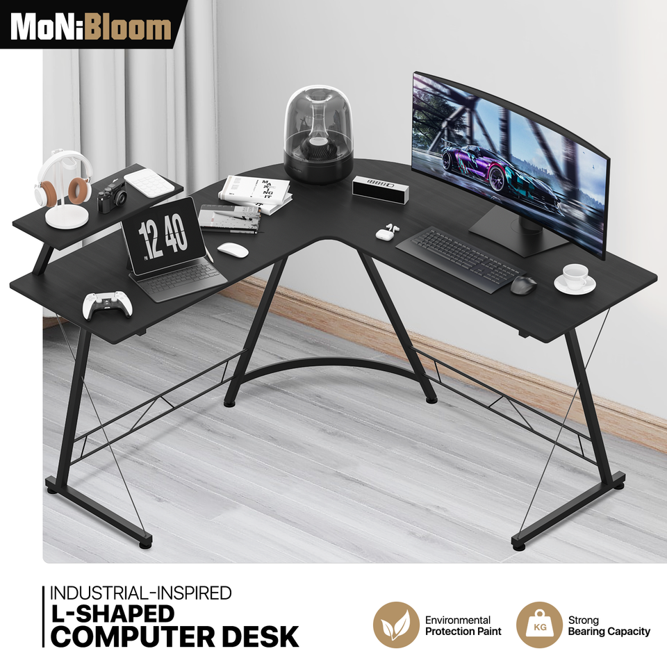 50"L-Shaped Computer Corner Desk Office Workstation Laptop Table w ...