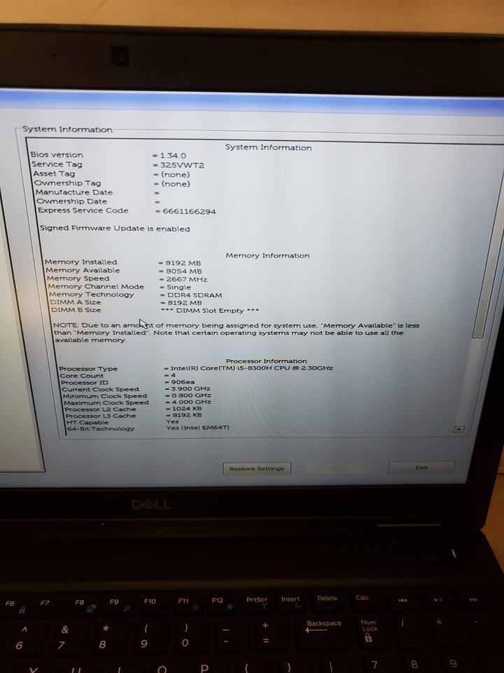 Dell Latitude 5591 15.6" Laptop i5-8300H 2.30GHz 8GB RAM No HDD/SSD/OS ...