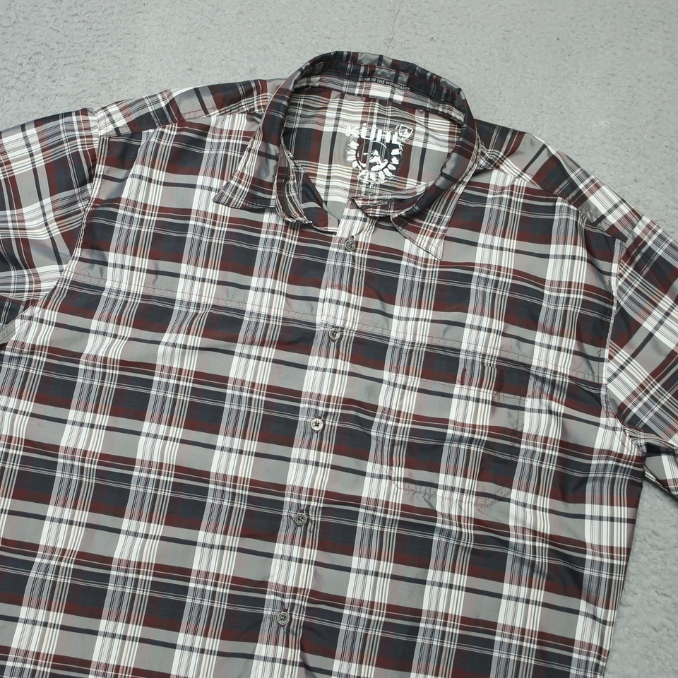 Kuhl Button Up Shirt Mens Large Gray Plaid Short Sleeve Camp Outdoor ...