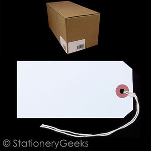 1000 White Strung Tags 120 x 60 mm String Tie On Parcel Luggage Tag ...