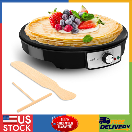 Electric Crepe Maker – 12" Nonstick Griddle with Temp Control ...