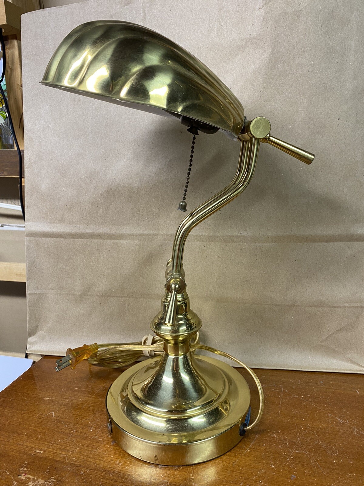 VTG Brass Clam Shell Lamp Gooseneck Lamp Adjustable Underwriters ...