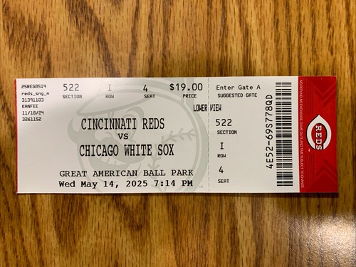 Pete Rose Night Full Ticket Stub Celebration May 14 2025 Cincinnati ...