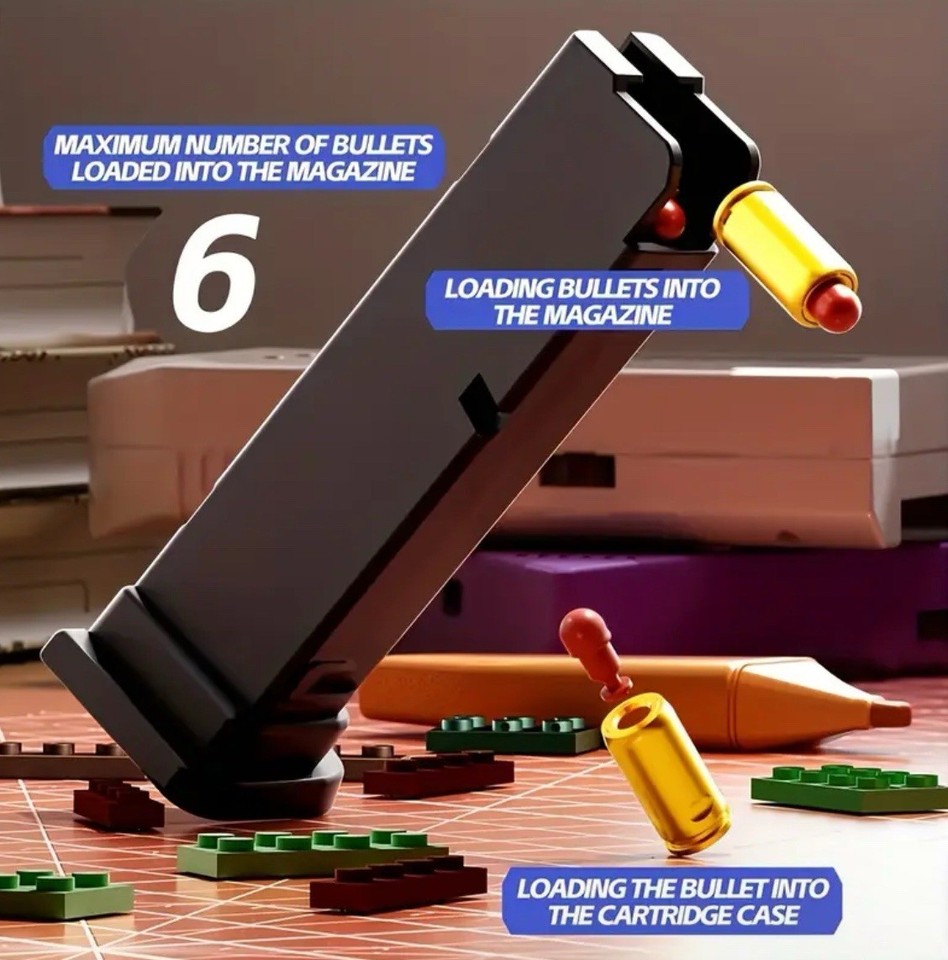 Building Block Shell Ejecting Pistol Toy Gun with Continuous Fire ...