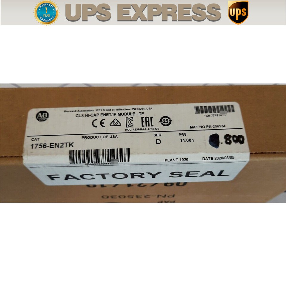 AB 1756-EN2TK CLX ENet/IP 100M - CC Allen Bradley 1756-EN2TK UPS ...