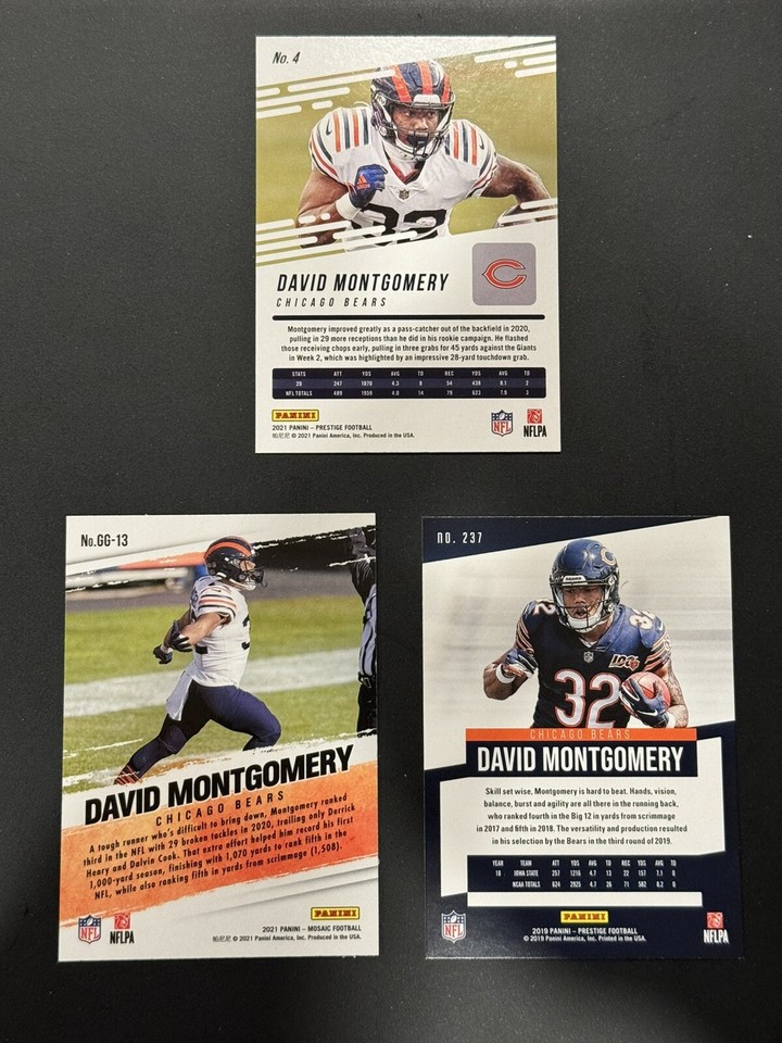 David Montgomery 3 Card Lot Rookie Insert Bears Lions | eBay