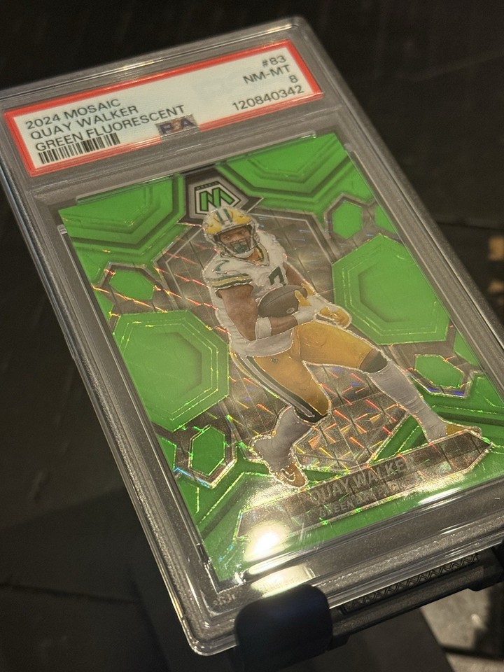 PSA Mosaic fluorescent green Quay Walker /10 bookend PACKERS Singles ...