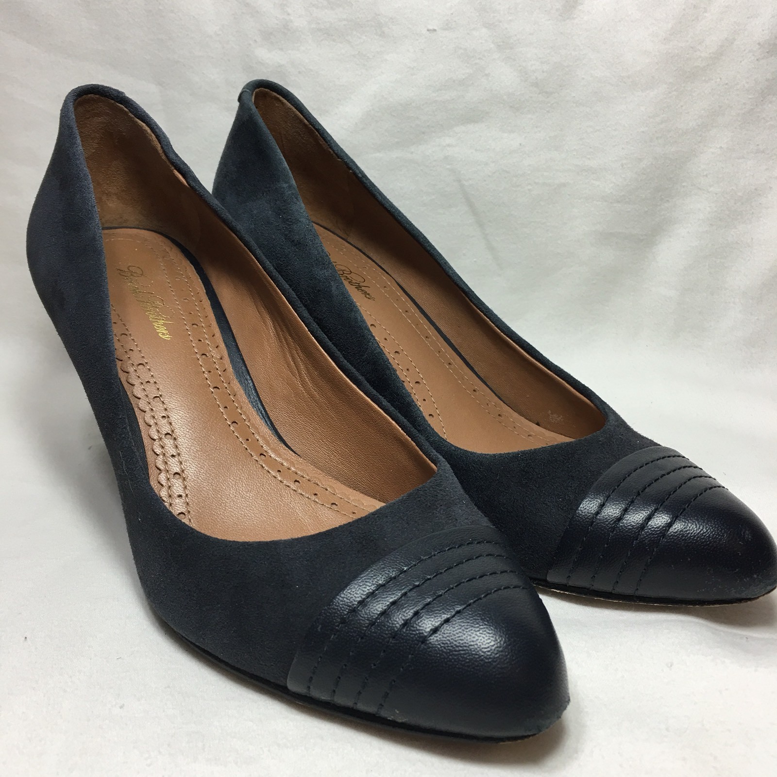Brooks Brothers Blue Suede Leather Cap Toe Heels Pump… - Gem
