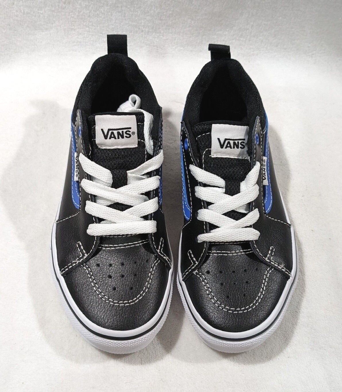 Vans Boy's Filmore Black/Blue Leather Skate Shoes - Size 1/5/6 NWB | eBay