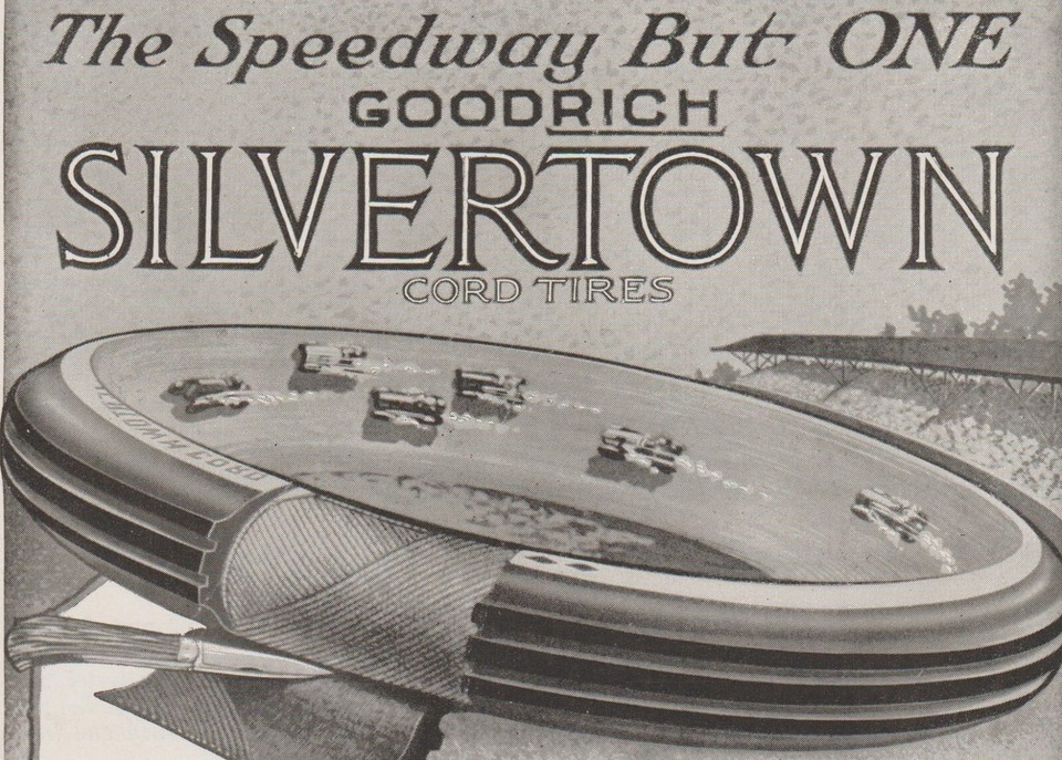 1917 B.F. GOODRICH SILVERTOWN TIRE ADVERTISEMENT OVAL BOARD TRACK RACE ...