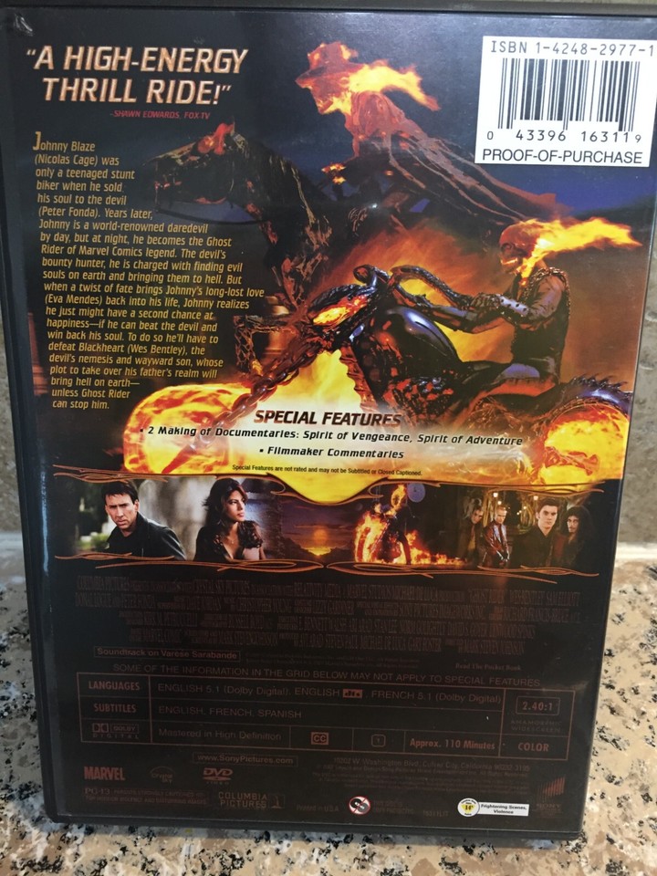 Ghost Rider DVD / Nicolas Cage / Widescreen / Ships free Same Day with ...