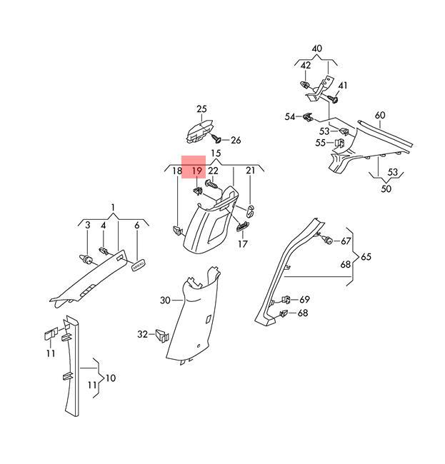 Genuine VW Scirocco Tiguan Touareg Clip Plastic 5pcs 5N0880385A | eBay