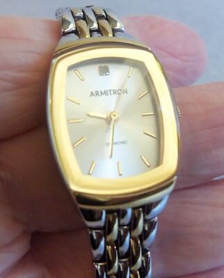 Vintage Armitron Diamond Accent Ladies Watch silver tone 7 inch | eBay