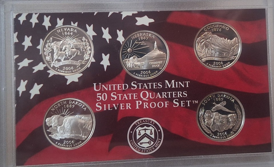 2006 S Proof State Quarter Set 90% Silver No Box or COA 5 Coins US Mint ...