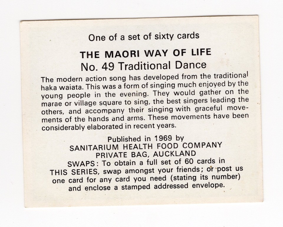 Sanitarium NZ. The Maori Way of Life. #49 Traditional Dance | eBay
