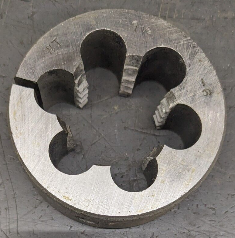 W.T. 1-1/2"-6 NC Round Die 3" OD Screw Adjusting Adjustable Die CS ...