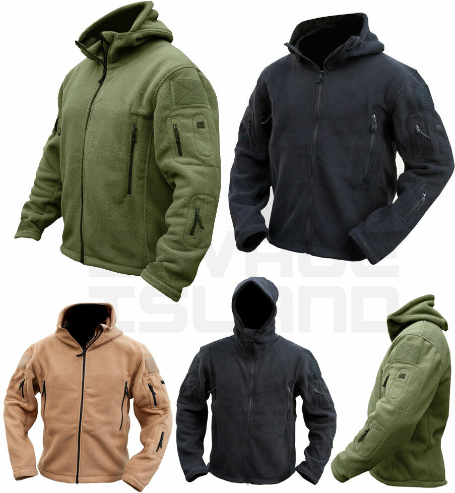 Tactical Recon Full Zip Fleece Jacket Army Hoodie Security Police Hoody ...