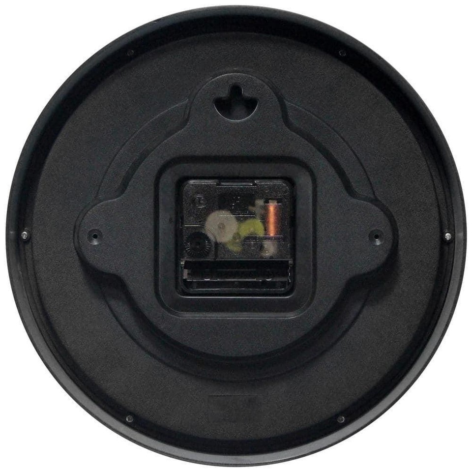 Metro Wall Clock Black Plastic Frame Broad Face Large Numerals Silent ...