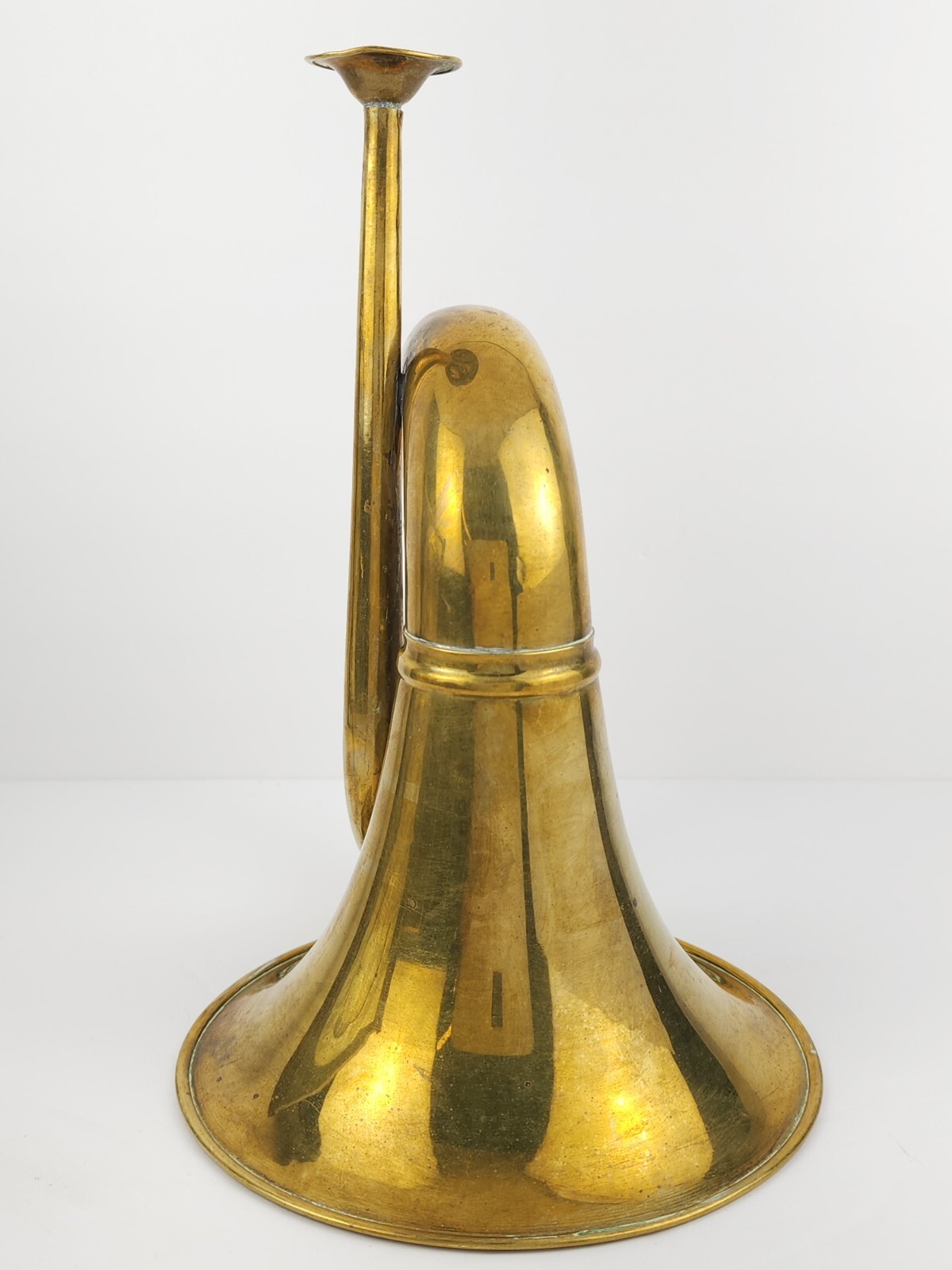 Vintage Brass Tone Metal Horn Short Bugle 6" Wide Bell Wind Musical ...