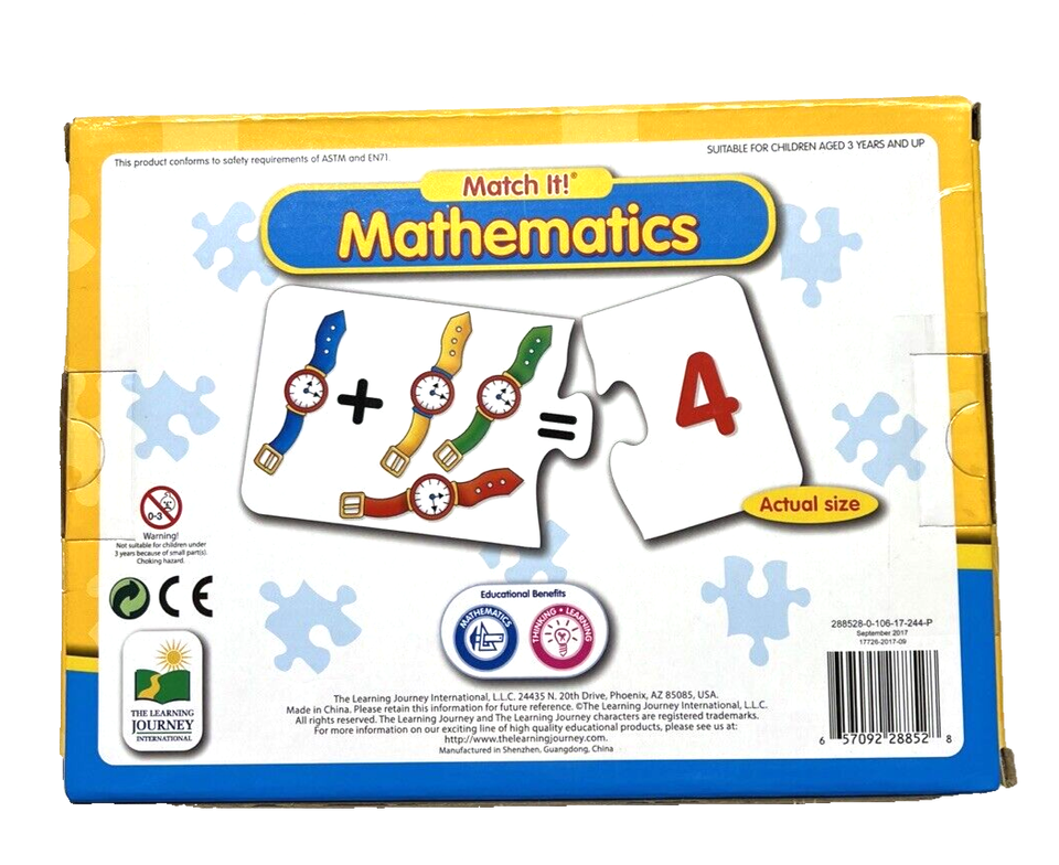 MATCH IT! Mathematics Math STEM Addition Subtraction Game Puzzle Set 3 ...