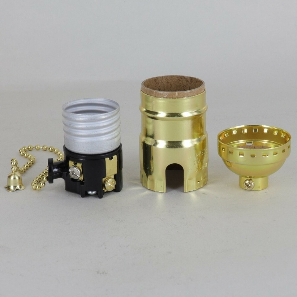 3-WAY PULL CHAIN LAMP SOCKET BRASS PLATED FOR 3 WAY BULBS E26 NEW ...