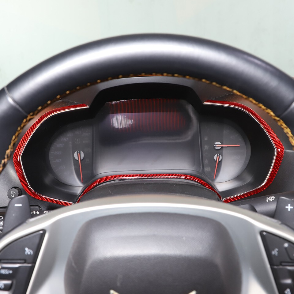 Red Soft Carbon Fiber Dashboard Panel Decor Trim Sticker For Corvette ...