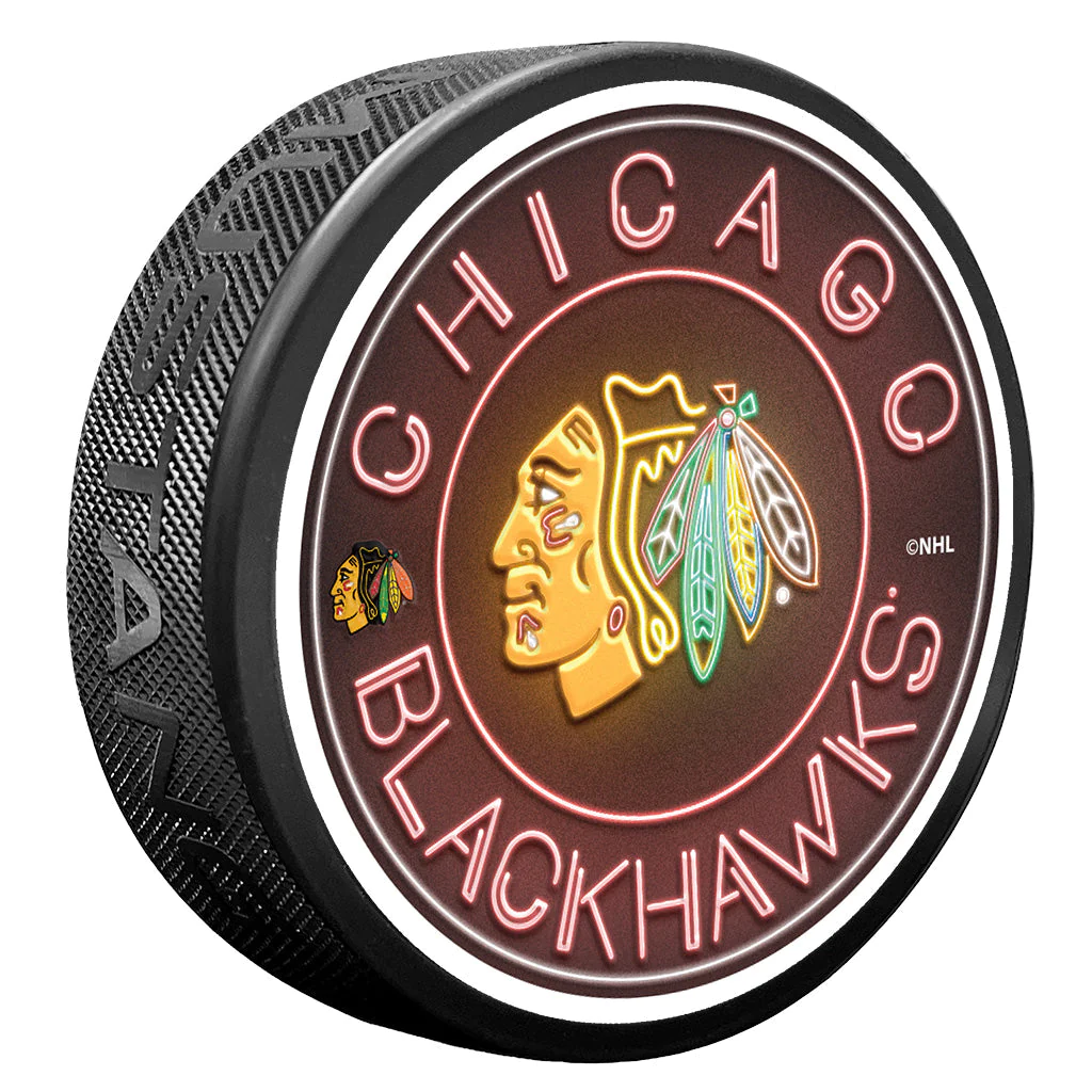 Chicago Blackhawks Puck - Neon | eBay