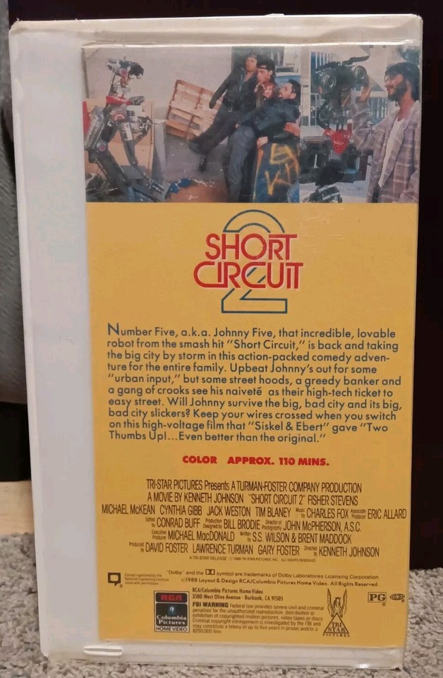 Short Circuit 2 VHS 1988 Video Tape In Blockbuster Case Fisher Stevens ...
