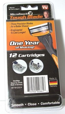 12 Cartridges MicroTouch3 Tough Blade Razor Germany TV Brett Favre ...