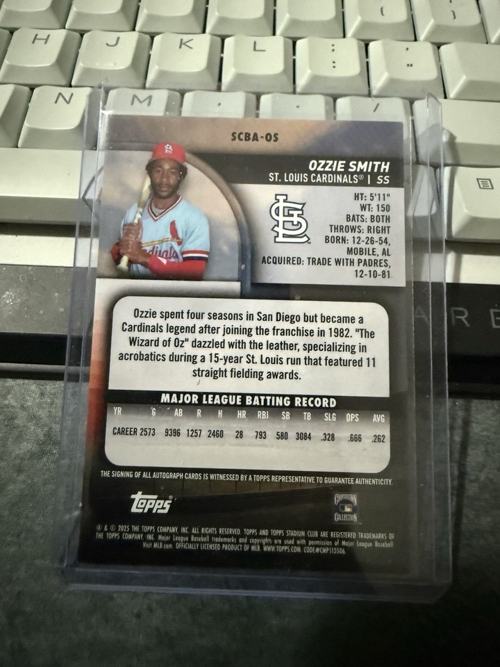 2025 Topps Stadium Club Ozzie Smith #SCBA-OS Auto Rainbow Foil /25 ...