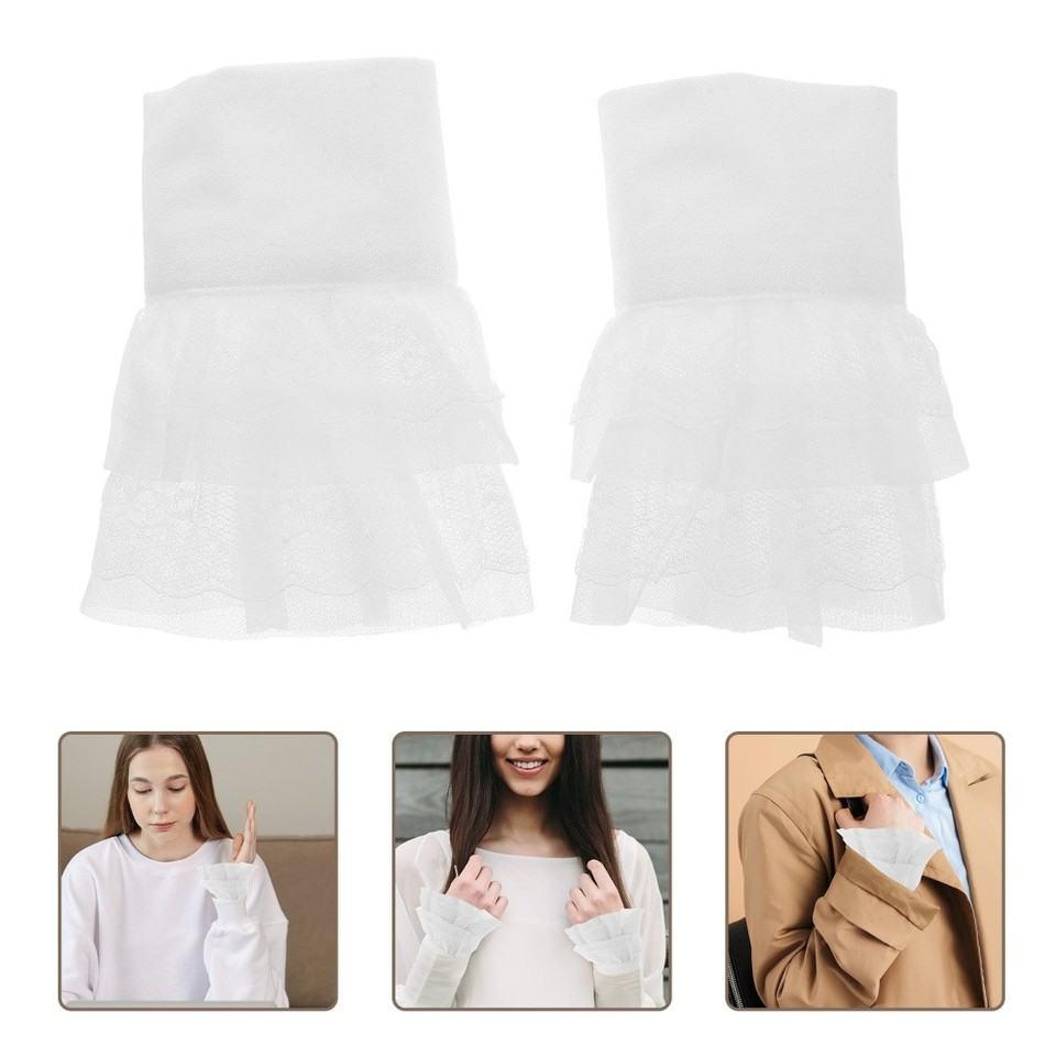1 Pair Detachable Fake Sleeve Cuffs Wrist Cuffs Fashion Women Ruffle ...
