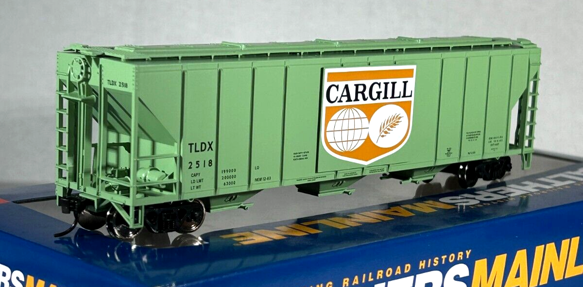 HO Scale Walthers Mainline 910-7458 Cargill 2518 54' PS 3-bay Covered ...