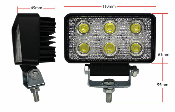 4" 18W LED Work Light Rectangular 60° Flood Lamp Fog IP67 Offroad Jeep ...