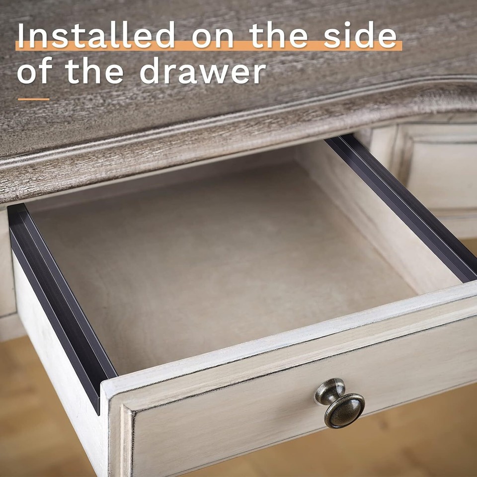 2 Pieces PVC Drawer Hanging File Rails Black File Cabinet Rails for ...