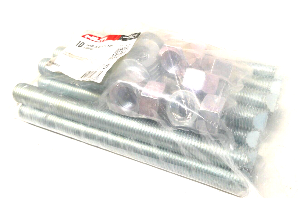 Hilti Anchor Rods #385440 7/8" x 10" W/Nuts & Washers - Lot of 10 LOC ...