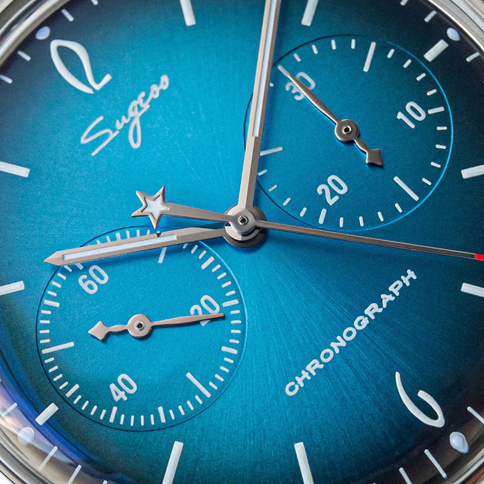 Sugess SWAN NECK Gradient Blue Dial Sapphire Chrono Watch SEAGULL 1963 ...