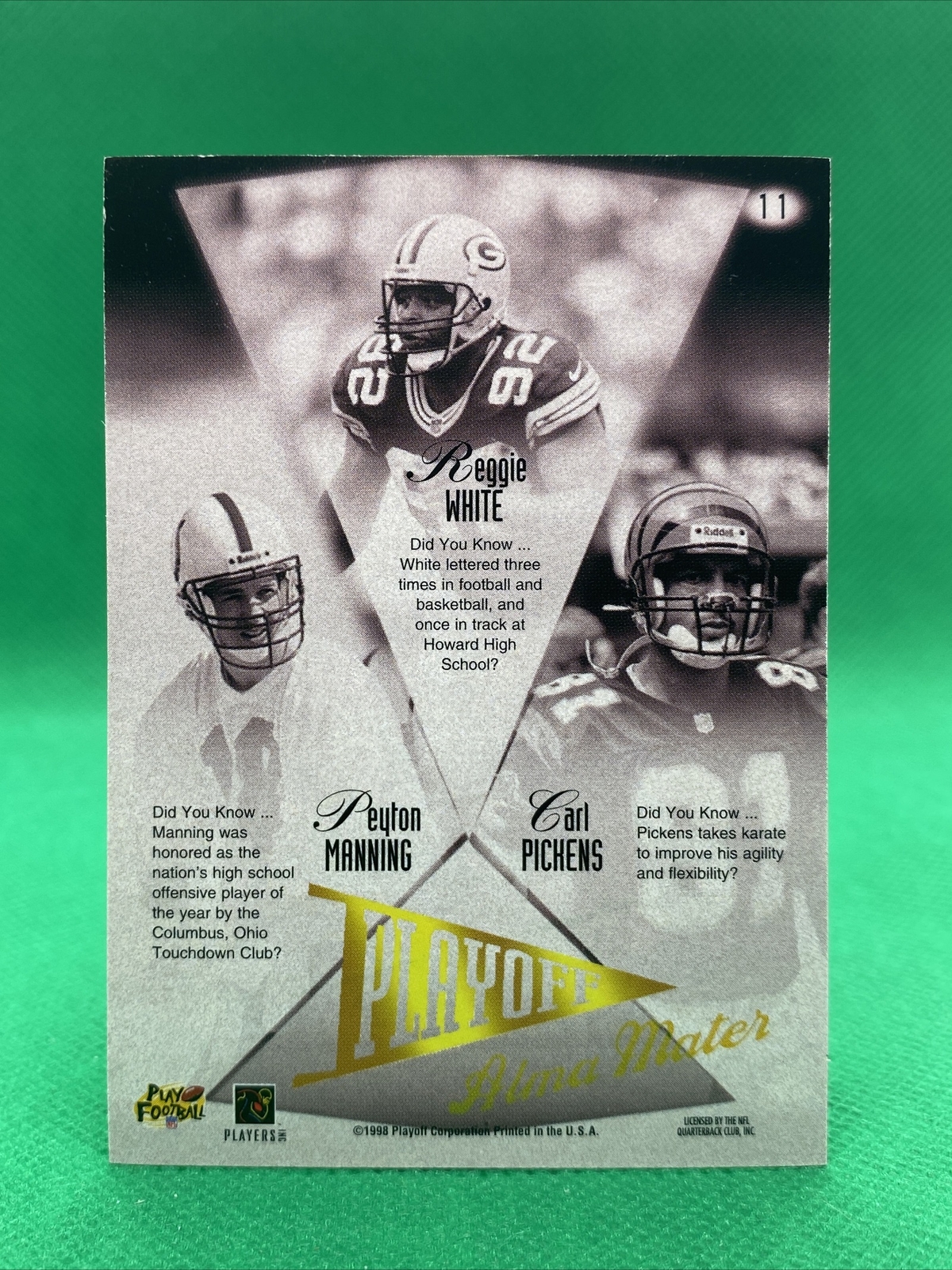 1998 Playoff Prestige Alma Maters Blue #11 Peyton Manning/Reggie White ...