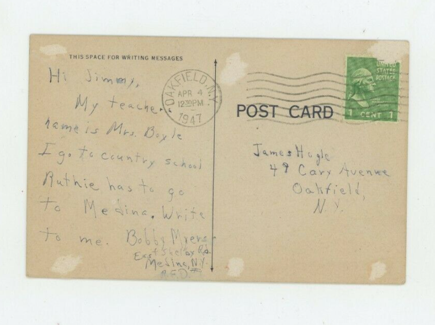 Vintage Comedy Postcard BEST WISHES KIDS WISHBONE DOG LINEN POSTED 1947 ...