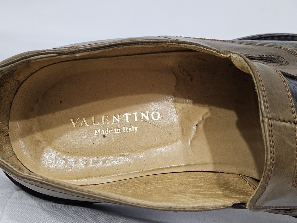 Valentino Crocodile Alligator Skin Leather Dress Shoes - Brown Slip On ...