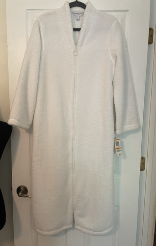 New Karen Scott Robe Womens Small White Full Zip Long Sleeve house coat ...