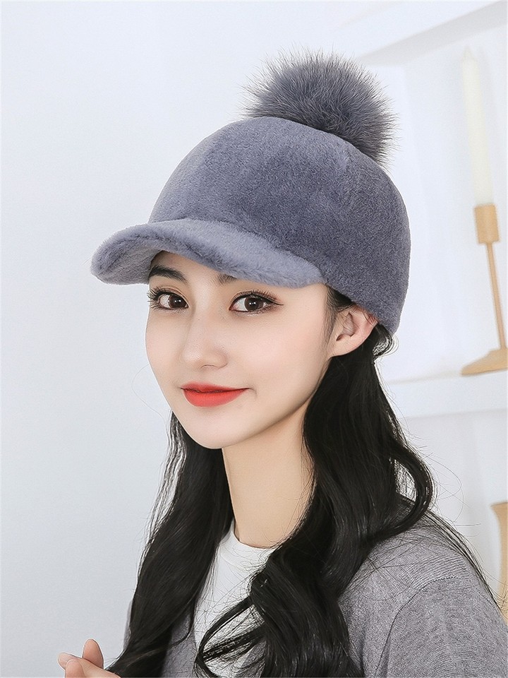 100% Real Sheep Shearing Fur Hat Thicken Winter Warm Baseball Cap for ...