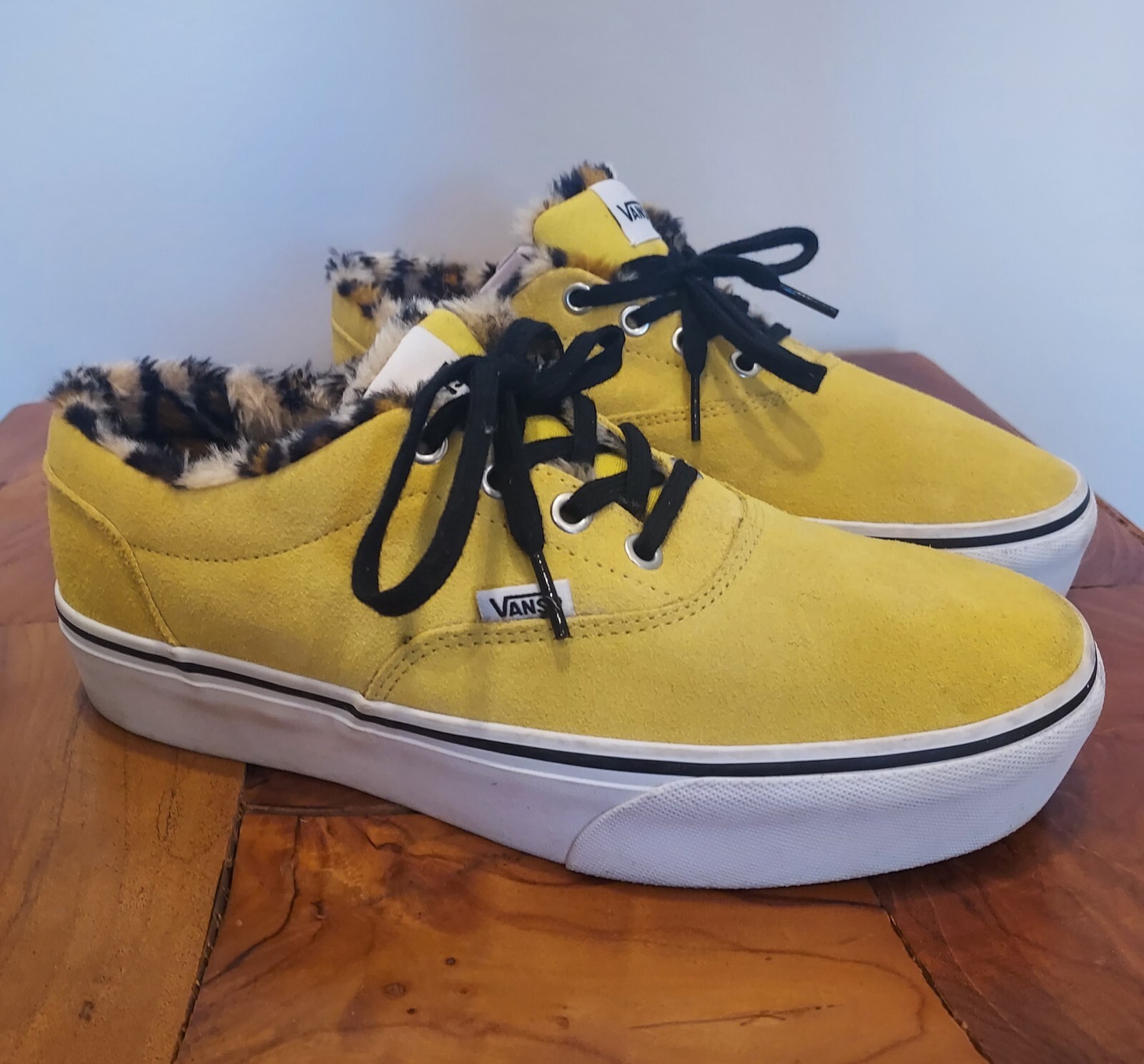 Vans Doheny Platform Yellow Suede Leopard Faux Fur Li… - Gem