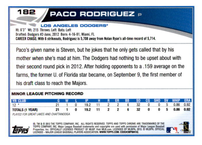 Paco Rodriguez 2013 Topps Chrome Auto Rookie Card #182 | eBay