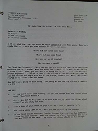 Genesis Chapters 1 -11, An Inductive Bible Study for Kids Precept ...