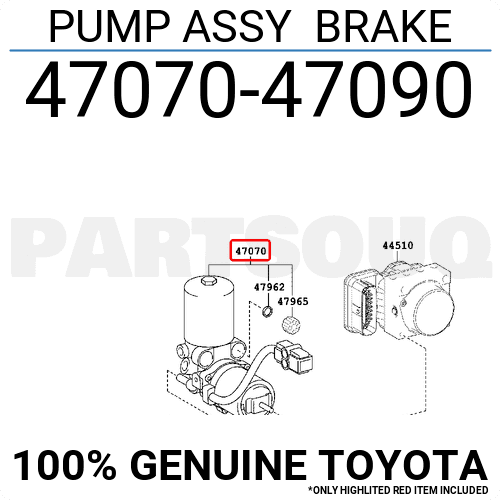 4707047090 Genuine Toyota PUMP ASSY BRAKE 47070-47090 | eBay