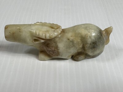 Old Nephrite Jade Stone Carved Sculpture Ancient Seated Water Buffalo ...