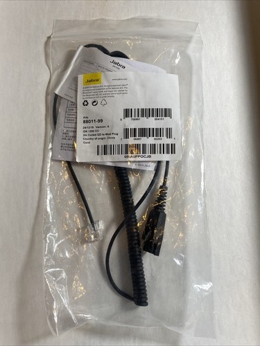 Jabra GN1200 88011-99 Smart Cord 2m Coiled QD to Mod plug for Headset ...