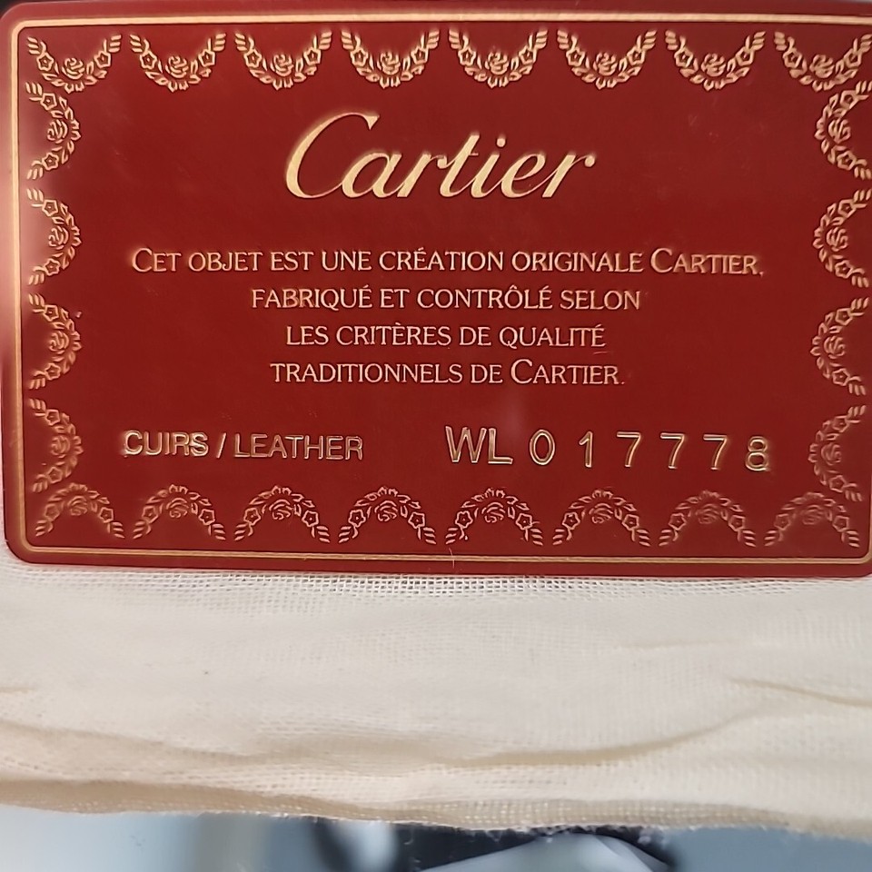 AUTHENTIC CARTIER CARD/PASS CASE BI-FOLD BLACK LEATHER FAIR USED ...