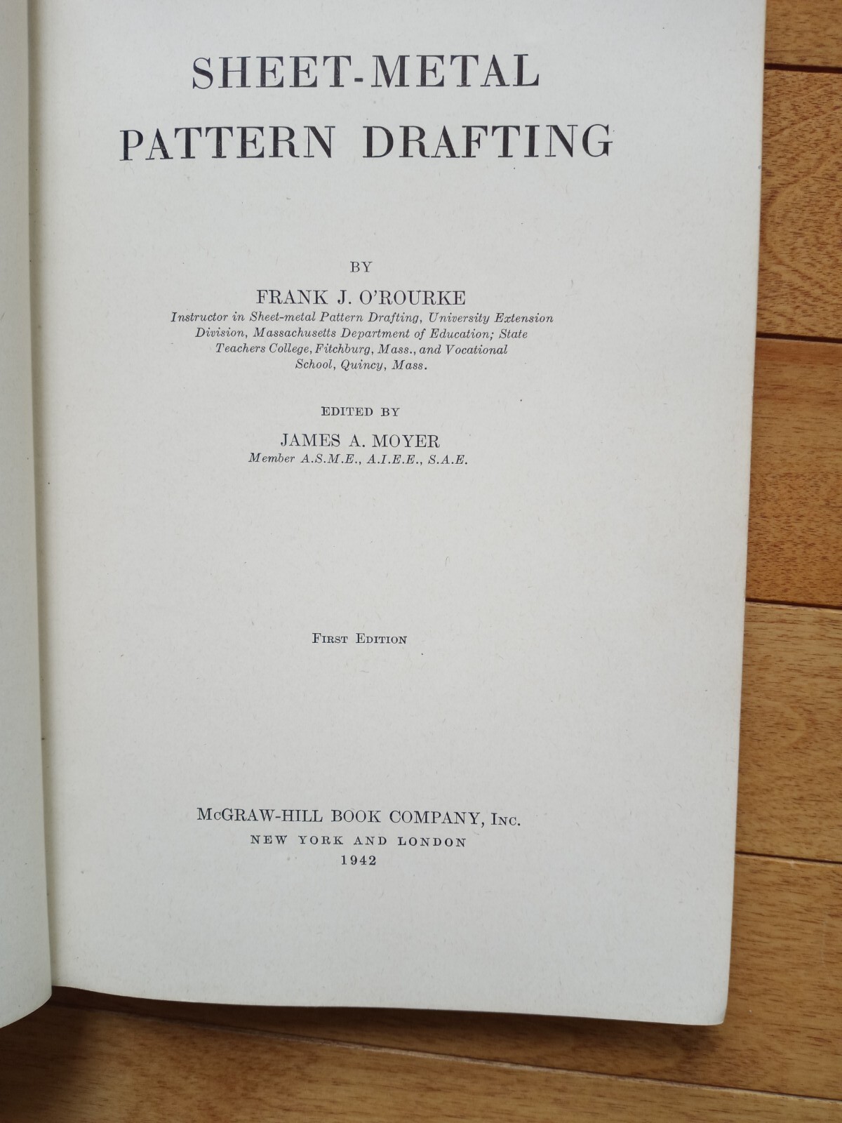 Sheet Metal Pattern Drafting Frank J. O'Rourke 1st Edition 1942 | eBay